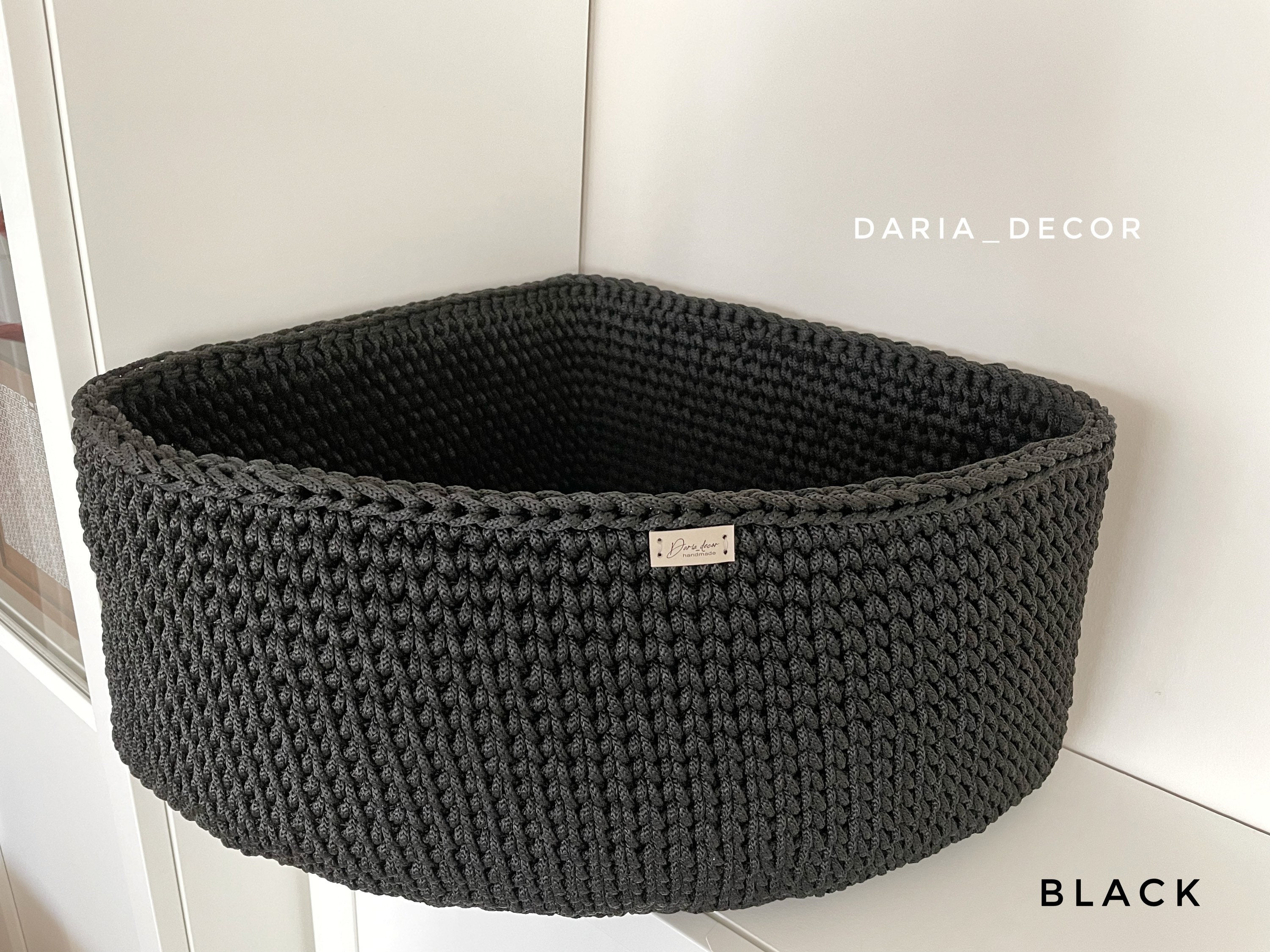 Large Crocheted Triangle Basket: Corner Storage Organizer - Etsy