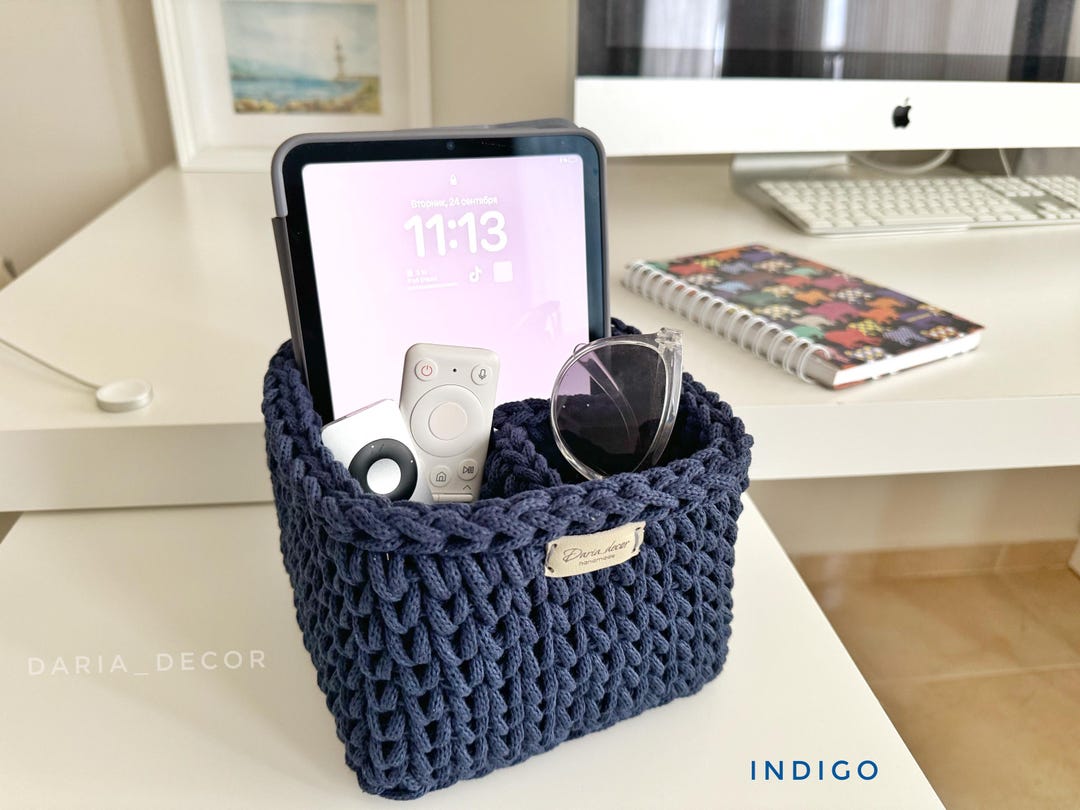 Square Cotton Baskets With Dividers, Kindle Book Box, Remote Control ...