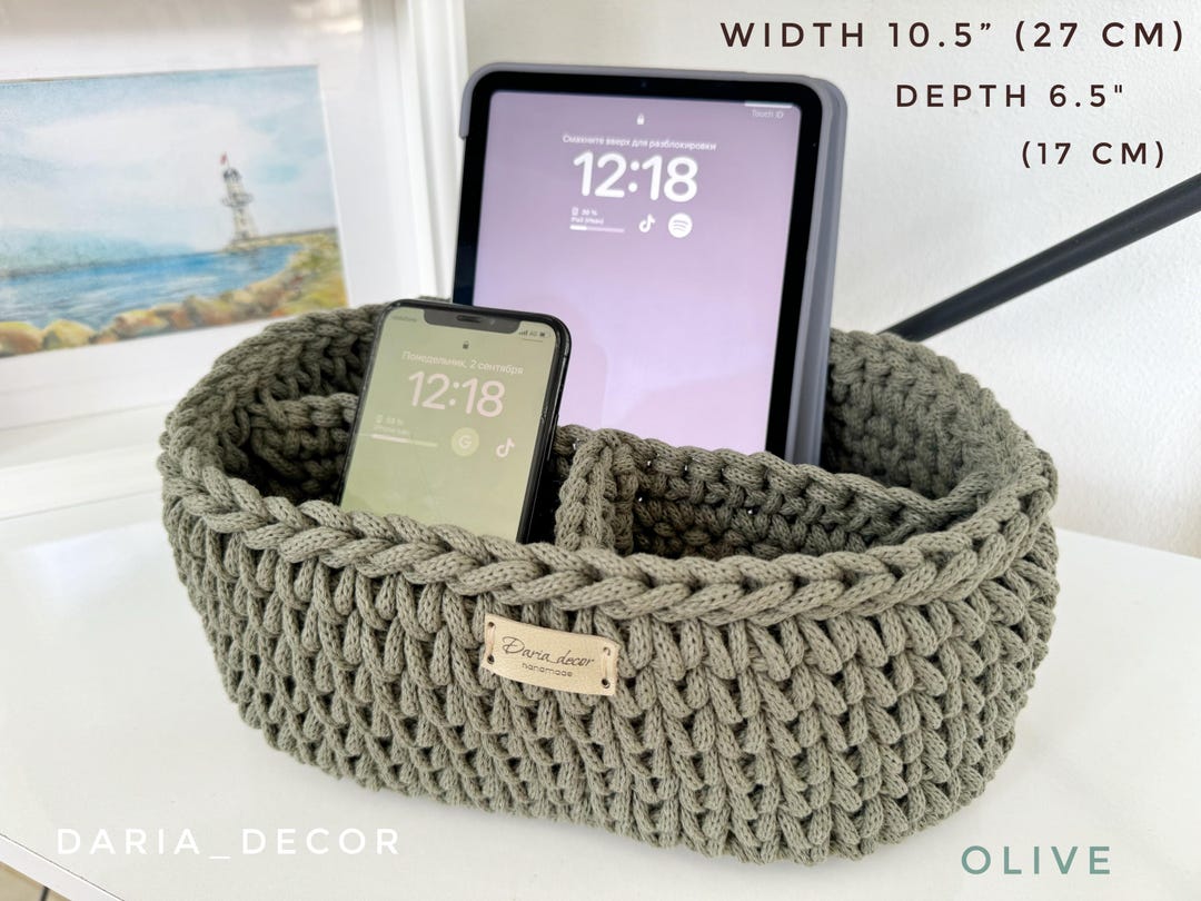 Large Oval Cotton Baskets With Dividers, Kindle Book Basket, Remote ...