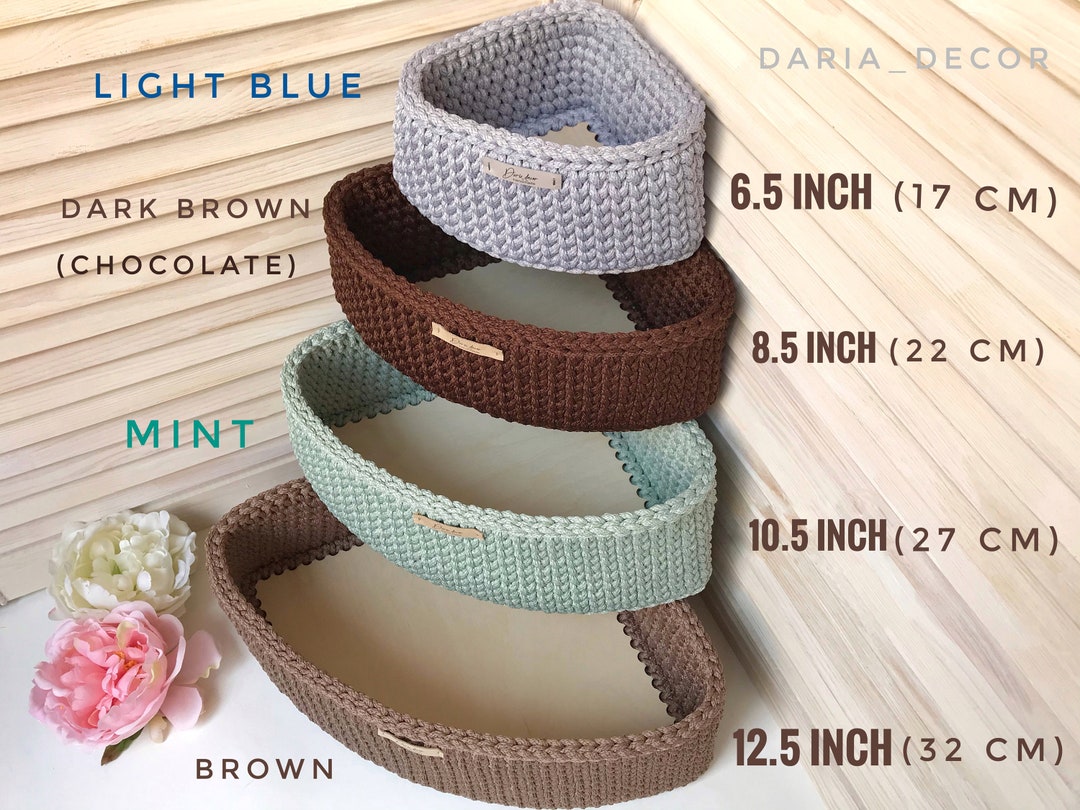 Crochet Triangle Storage Basket: Corner Shelf Organizer - Etsy