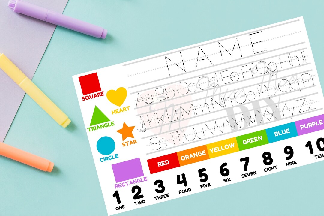 Personalized Placemat Primary Learning Numbers Letters Shapes Colours ...