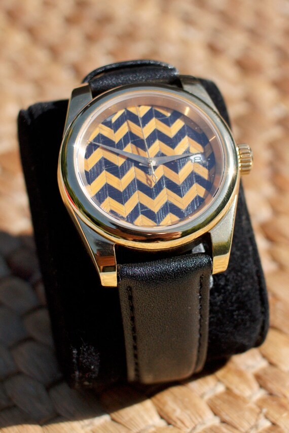 “Seiko mod” automatic watch with straw marquetry dial… - Gem