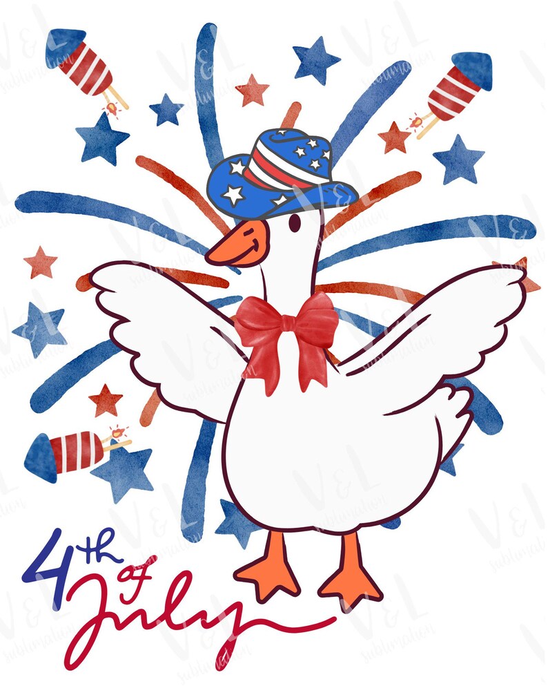 Fourth of July Goose PNG | Cowboy Hat Goose Clipart | Patriotic Goose ...