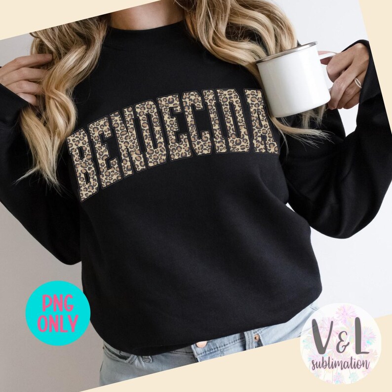 Bendecida Leopard Print Png, Blessed in Spanish Sublimation Design ...