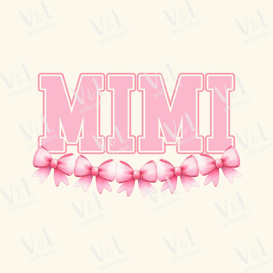 Pink Mimi Png Pink Bow Preppy Watercolor Bows Mimi Sublimation Design ...