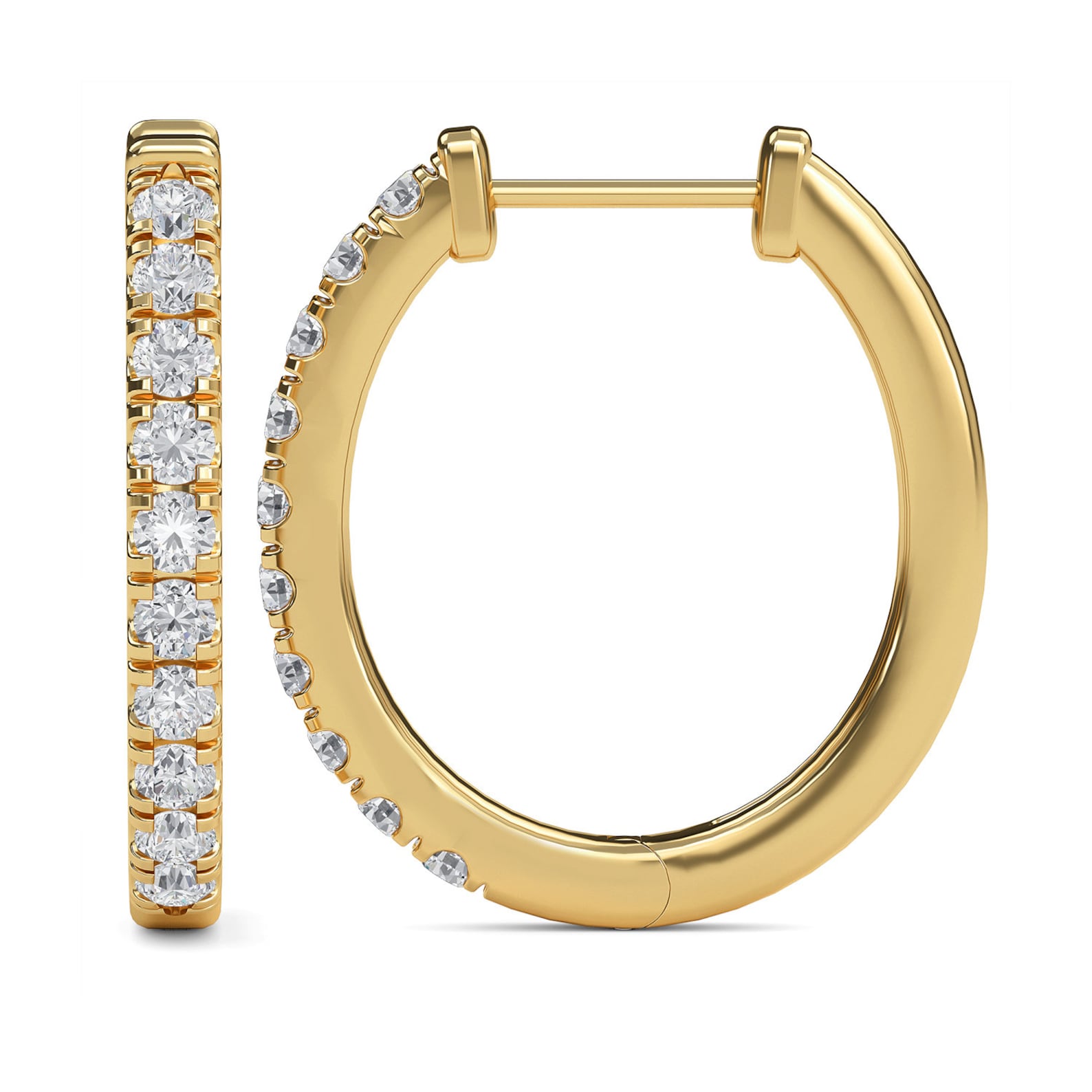 18k Solid Gold Hoop Earrings With Lab Grown Diamonds - Etsy