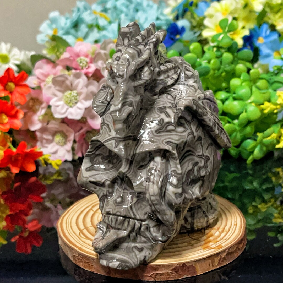 4.72natural Picasso Flying Dragon Skull ,home Decoration,divination L ...