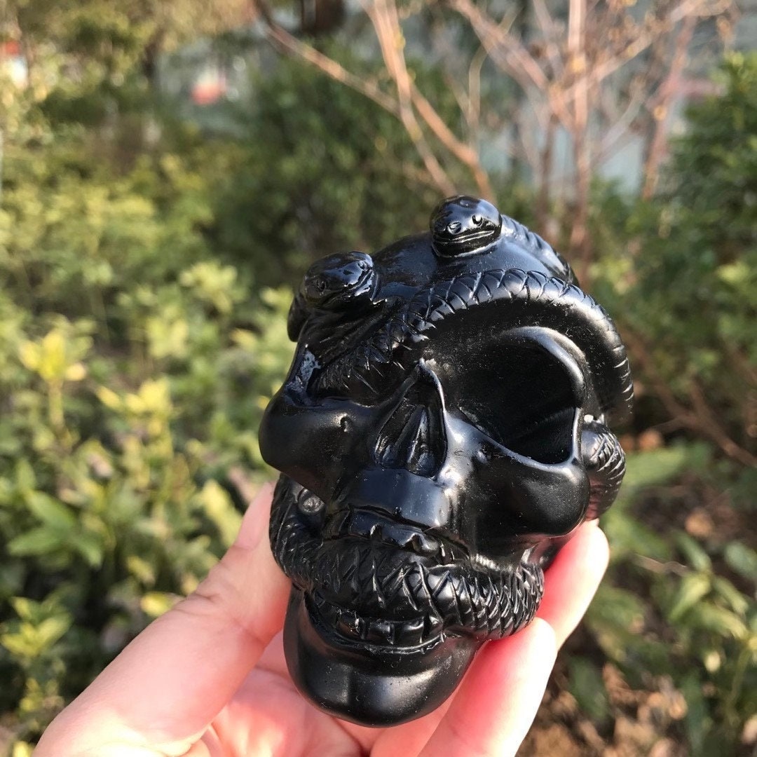 Hand Carving Obsidian Skull Crystal Obsidian Skull Ha Crystal Mineral ...