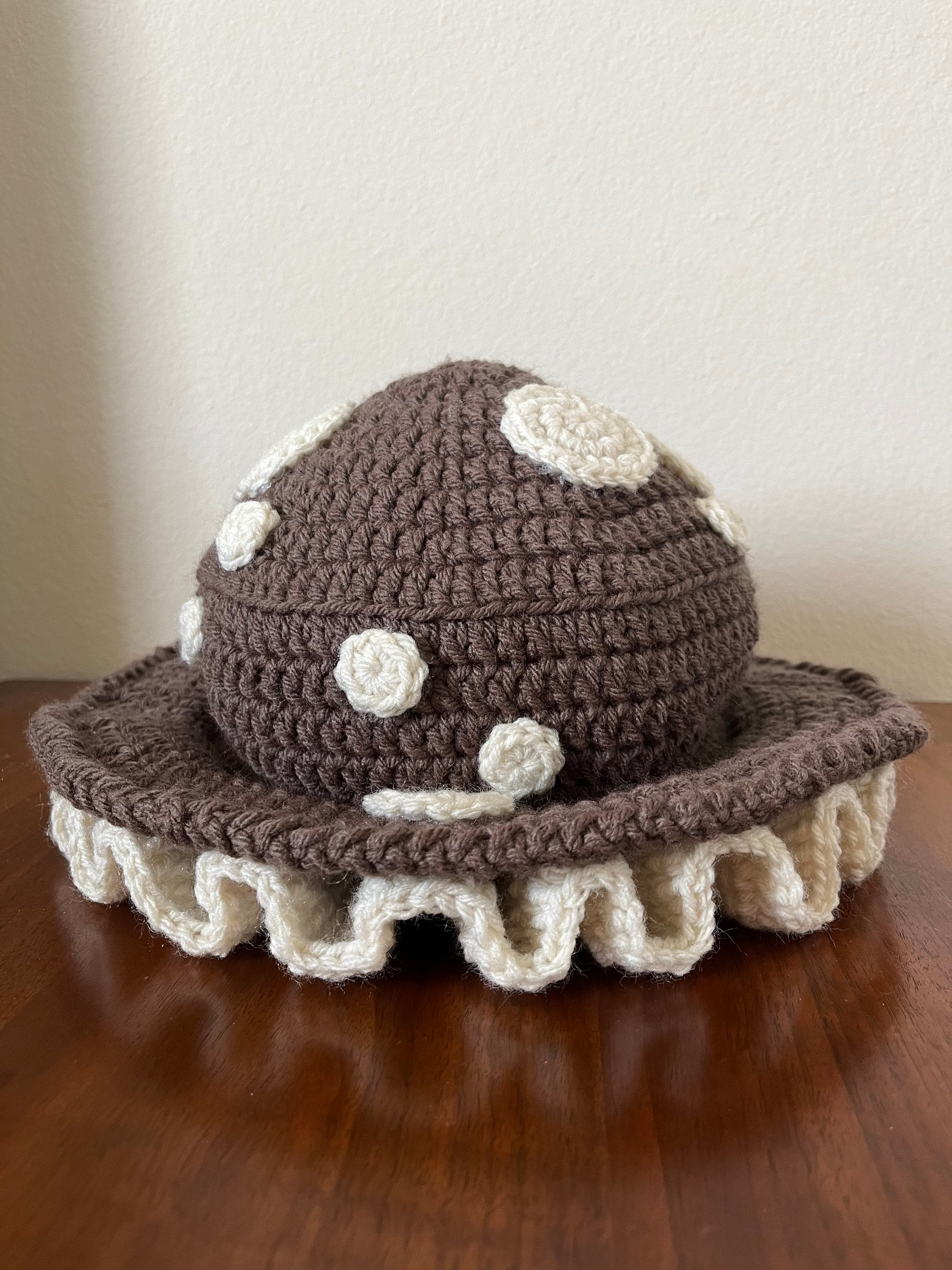 Crochet Mushroom Hat Mushroom Bucket Hat Brown & Red Mushroom Hats ...