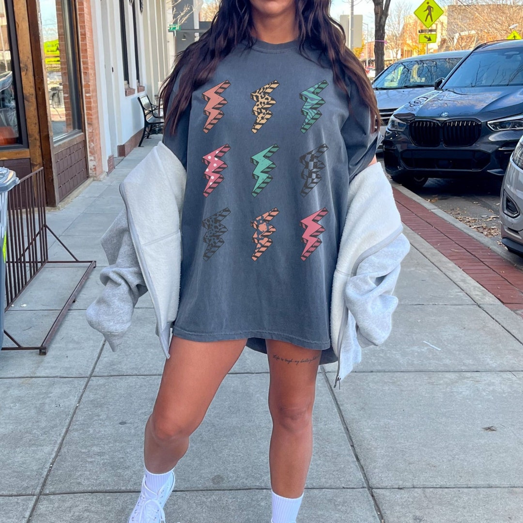 Comfort Colors Lightning Bolt Tshirt Cute Preppy Shirts Oversized ...