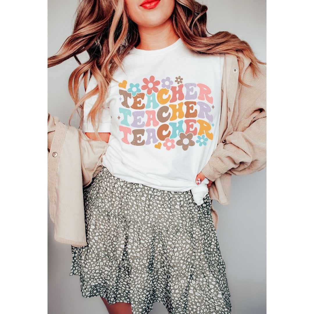 Retro Teacher Tshirt Cute Teacher Shirts Groovy Teacher Shirt Trendy ...