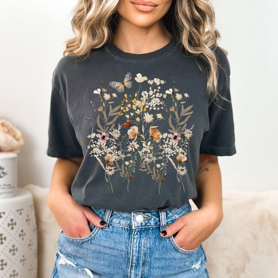 Vintage Pressed Flowers Shirt Cottagecore Shirt Forestcore Shirt Garden ...