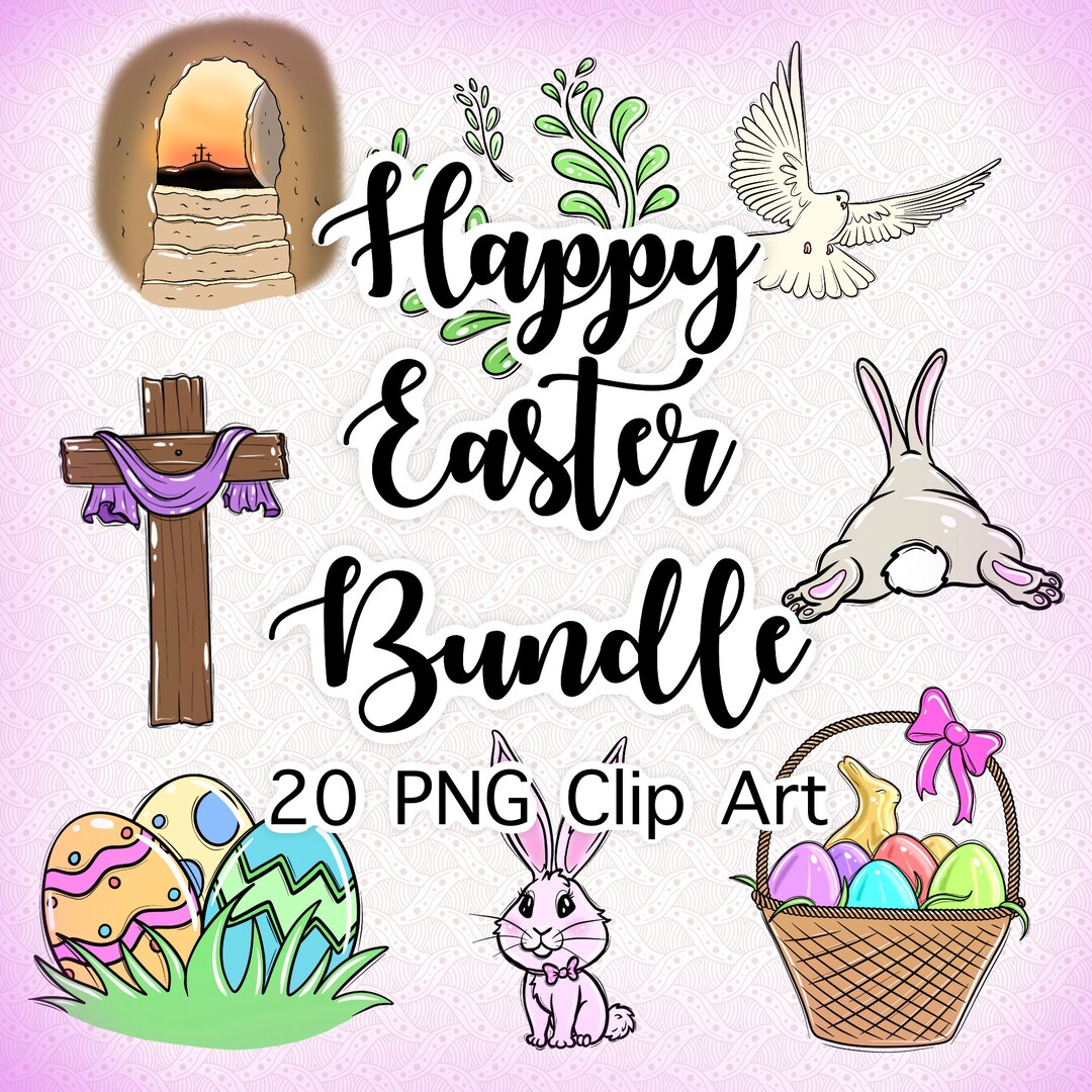 Happy Easter Clipart Bundle Elements Digital Download for Crafts ...