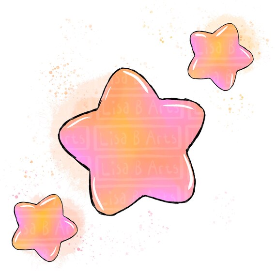 Girly Stars Clip Art PNG Download Sublimation Design - Etsy