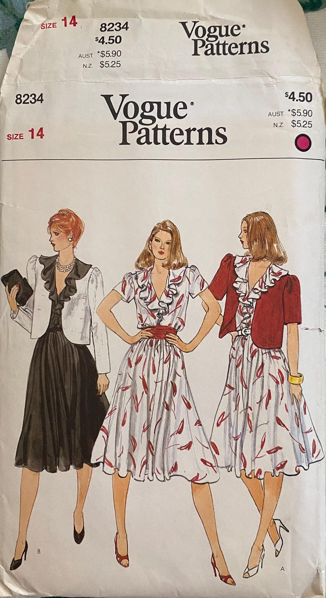 Vintage Vogue Misses Jacket and Dress Pattern 8234 Size 14. - Etsy