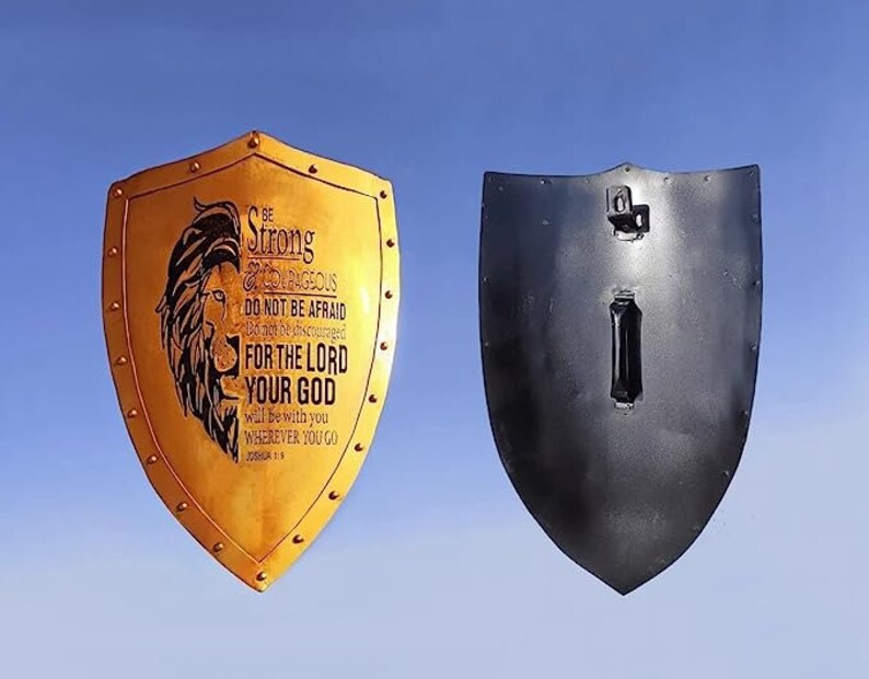 Be Strong and Courageous Warrior Shield Handcrafted Medieval Vintage ...