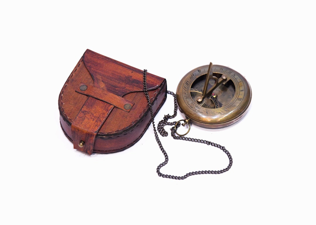 Engraved Push Button Sundial Compass Gif for Nature Lover Men Gift ...