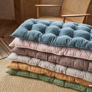 Floor Cushion, Linen Floor Cushion With Tassels, Bench Cushion, Sofa ...