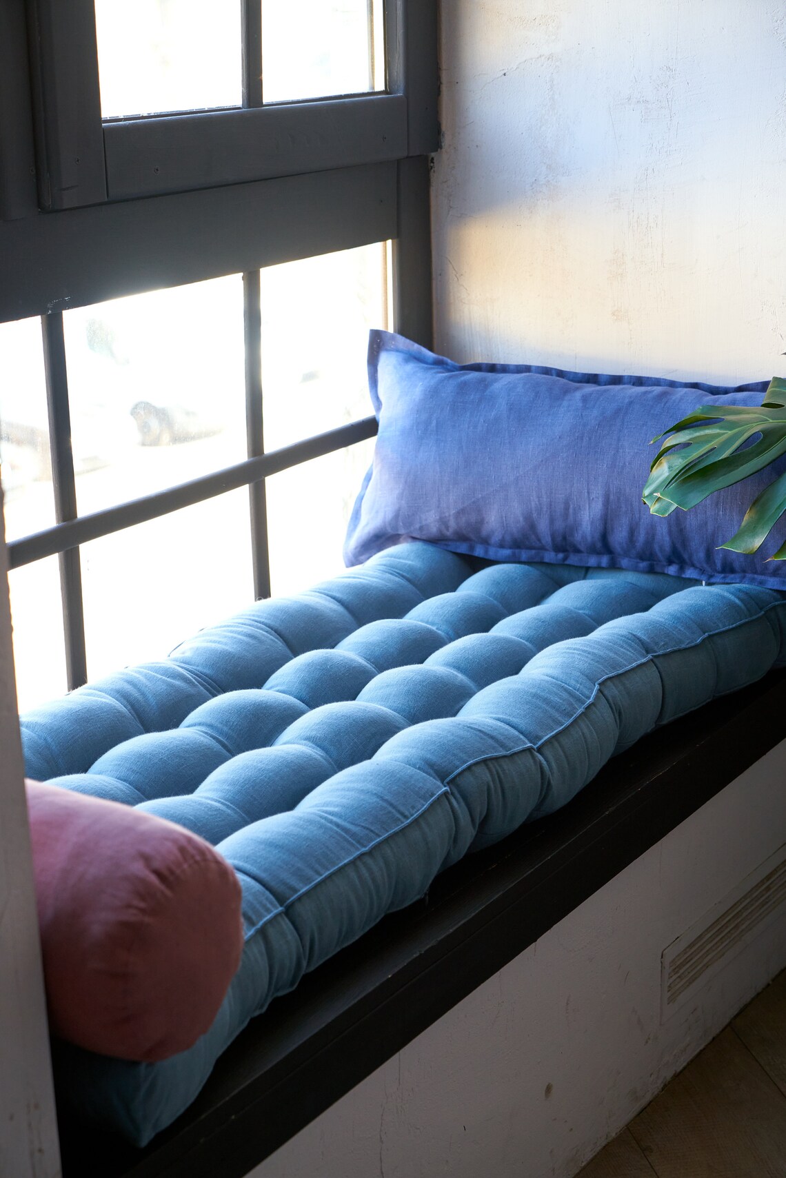 Linen Bench Cushion, Custom Bench Cushion, Floor Cushion, Window Seat ...