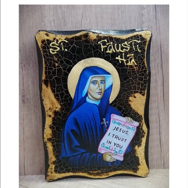 Saint Maria Faustina Handmade Wood Icon - Etsy