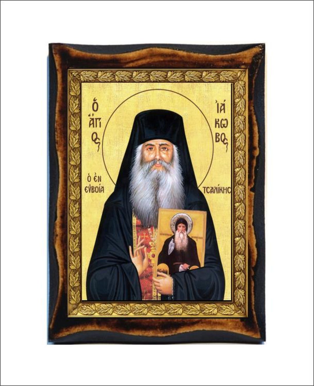 Saint Iakovos Tsalikis - Holy Card - Icon on Handmade Wooden Plaque ...