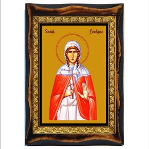 Saint Evelyn - Holy Card - Icon on Handmade Wooden Plaque, Orthodox ...