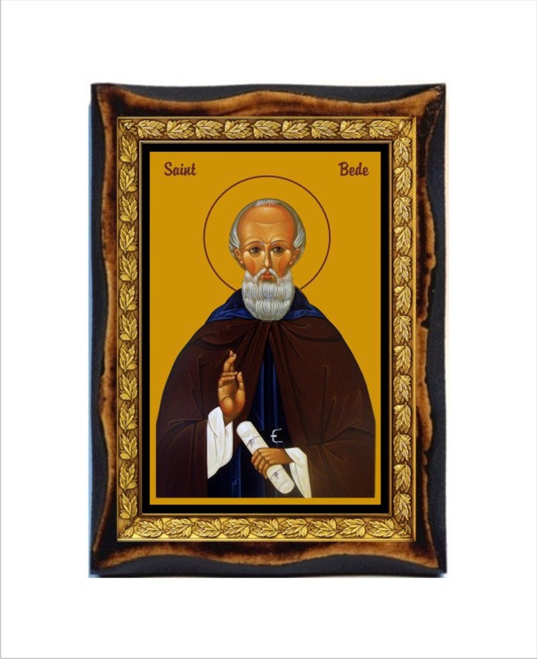Saint Bede - Holy Card - Handmade Wood Plaque - Etsy