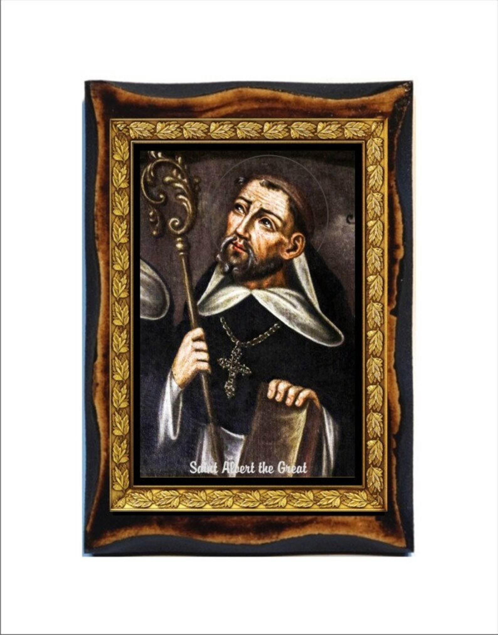 Saint Albertus Magnus - Holy Card - Icon on Handmade Wooden Plaque ...