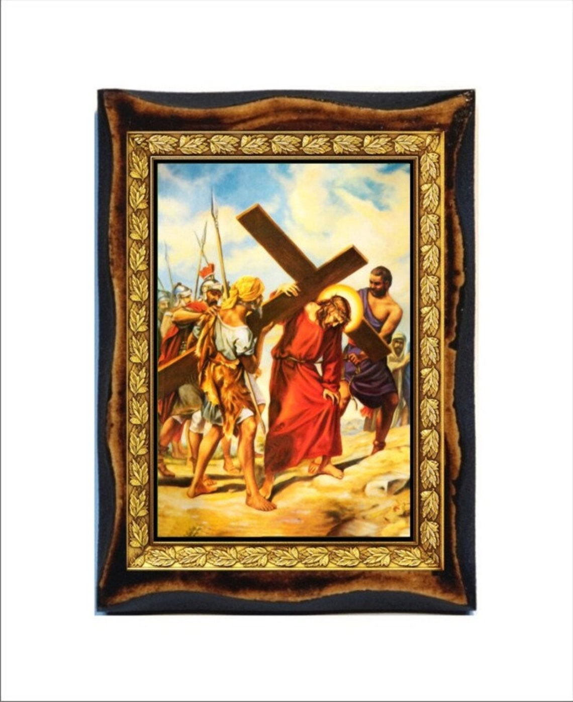 Simon of Cyrene - Holy Card -icon on Handmade Wooden Plaque, Orthodox ...