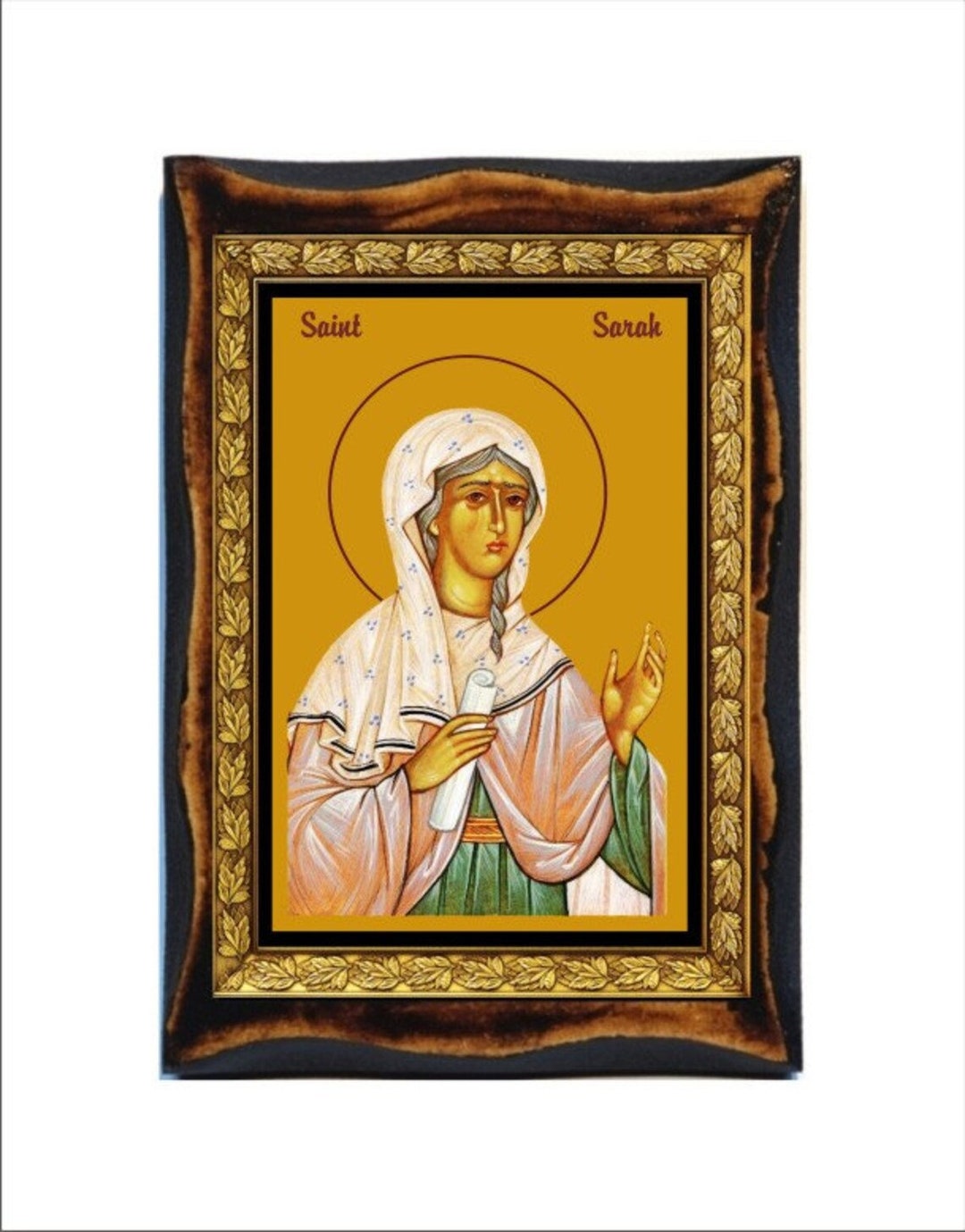 Saint Sarah - Holy Card - Icon on Handmade Wooden Plaque, Catholic ...