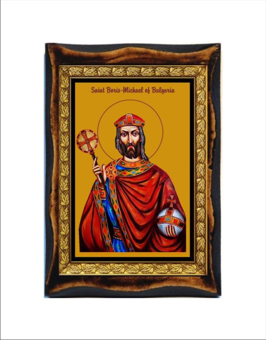 Saint Boris - Holy Card - Icon on Handmade Wooden Plaque, Orthodox ...