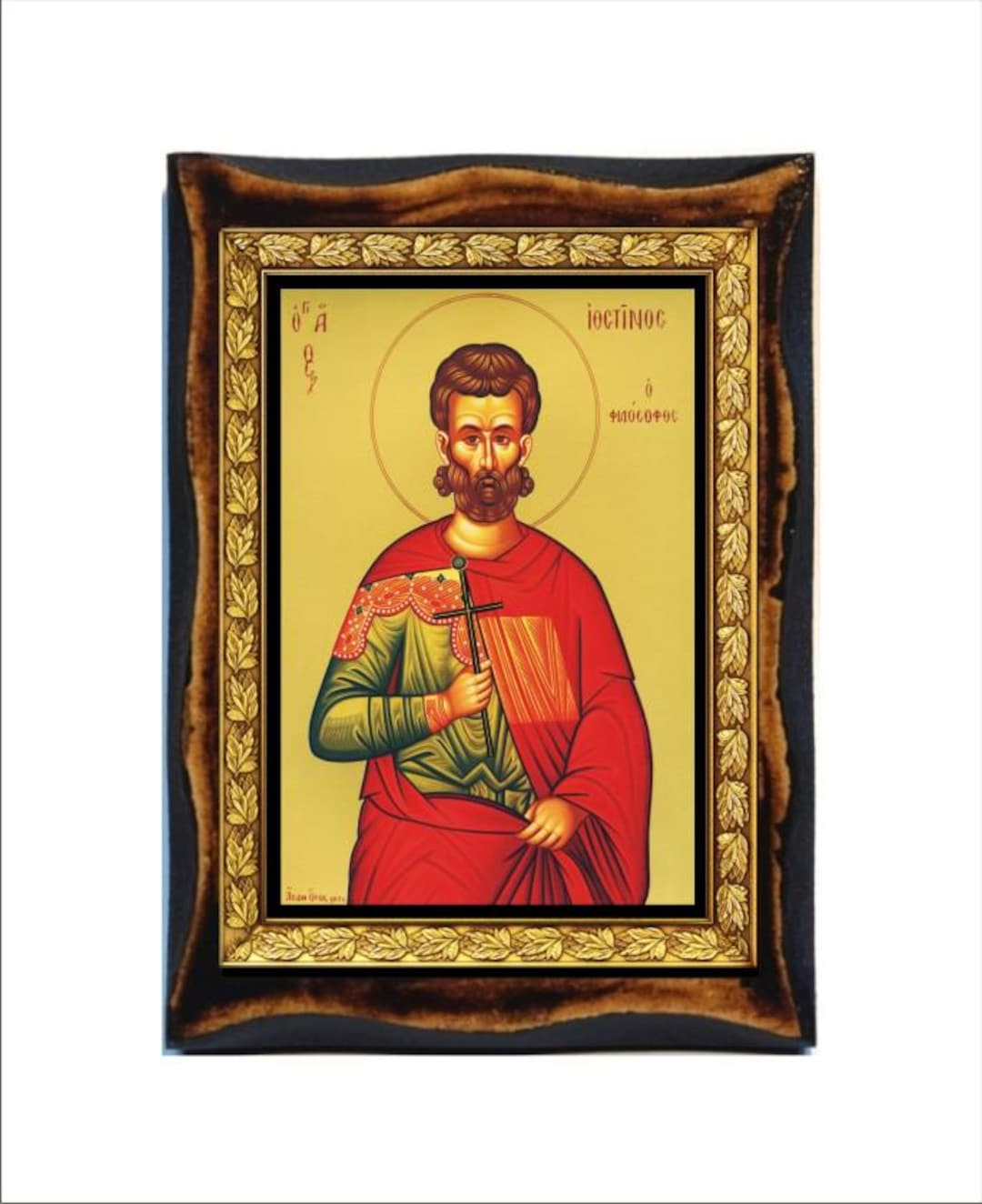Saint Justin Martyr - Holy Card - Icon on Handmade Wooden Plaque ...