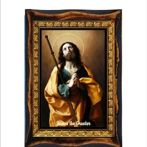 Saint James the Greater - Icon on Handmade Wooden Plaque, Catholic ...
