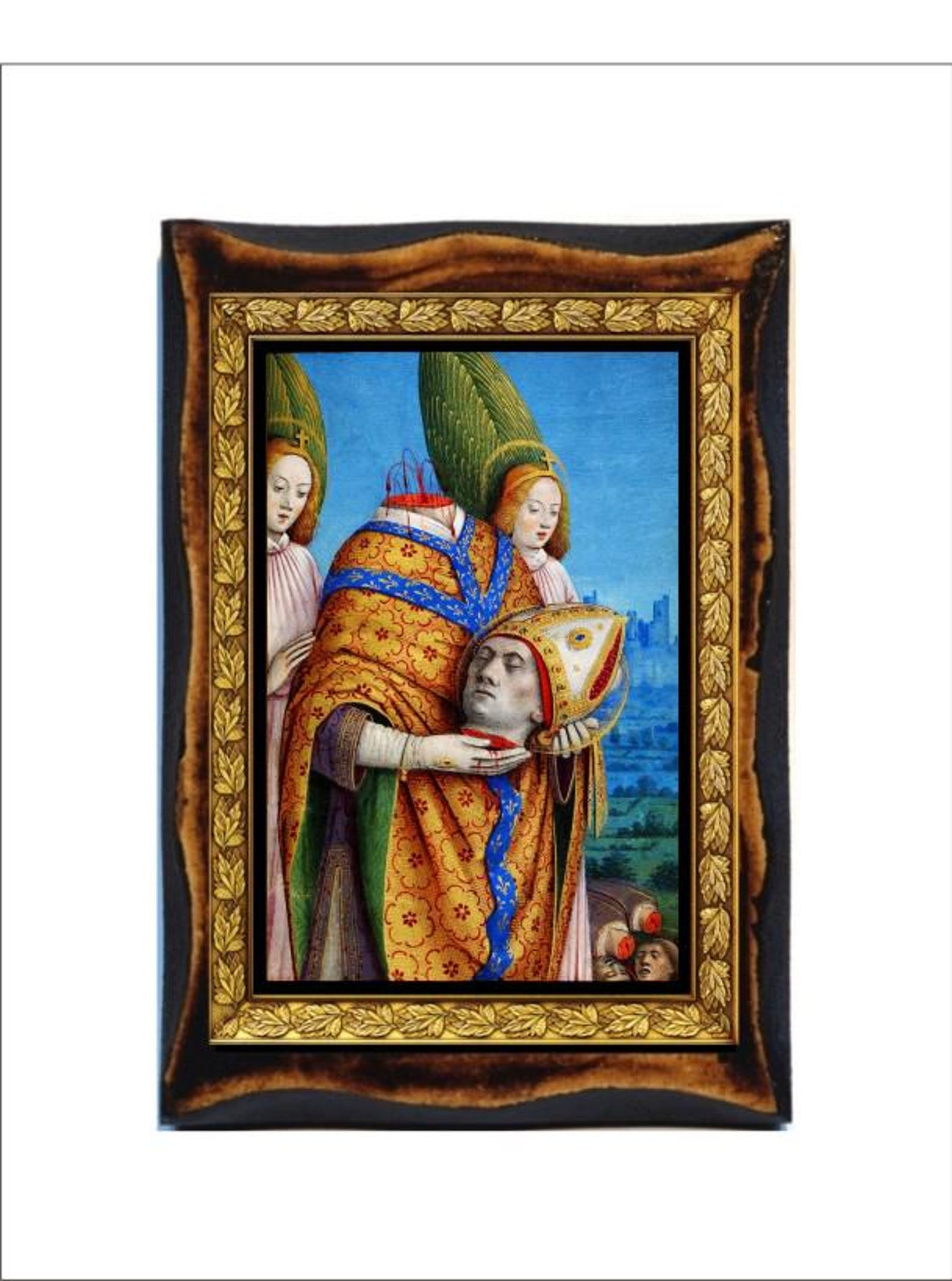 Saint Denis of Paris - Holy Card - Icon on Handmade Wooden Plaque ...