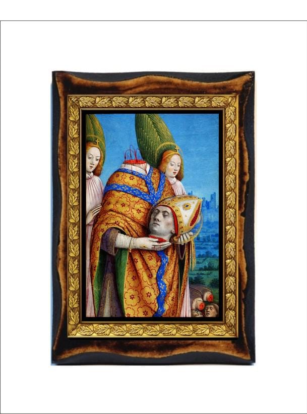 Saint Denis of Paris - Holy Card - Icon on Handmade Wooden Plaque ...