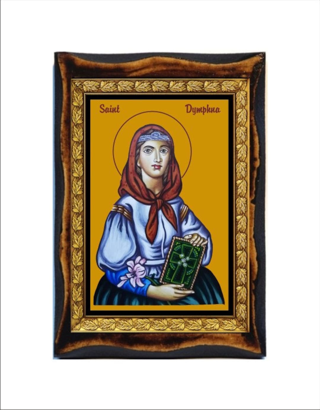 Saint Dymphna - Icon on Handmade Wooden Plaque, Catholic Religious Art - Etsy