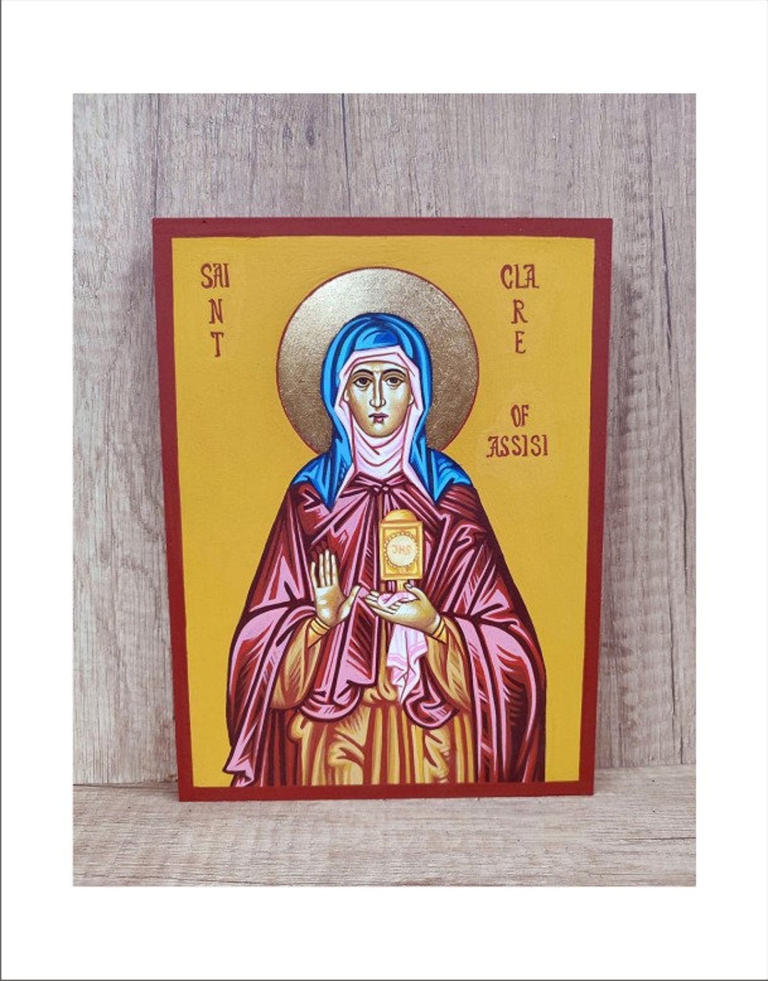 Handmade Saint Clare of Assisi Icon: Gold Leaf Egg Tempera - Etsy