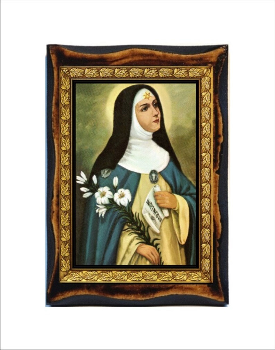 Saint Beatrice of Silva - Holy Card - Icon on Handmade Wooden Plaque ...