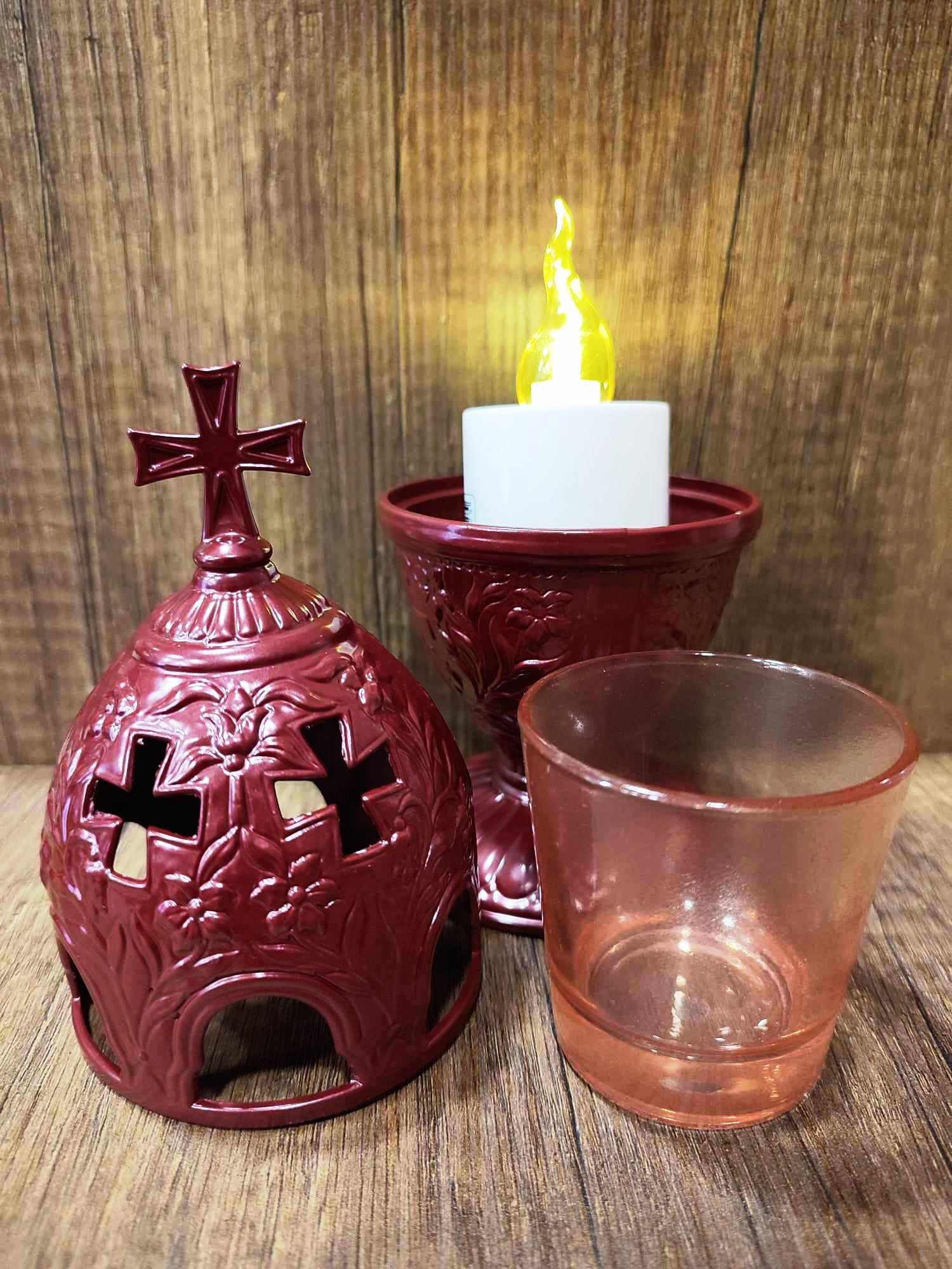 Red Standing Oil Lamp Table Oil Lamp Oil Vigil Lamp Brass - Etsy