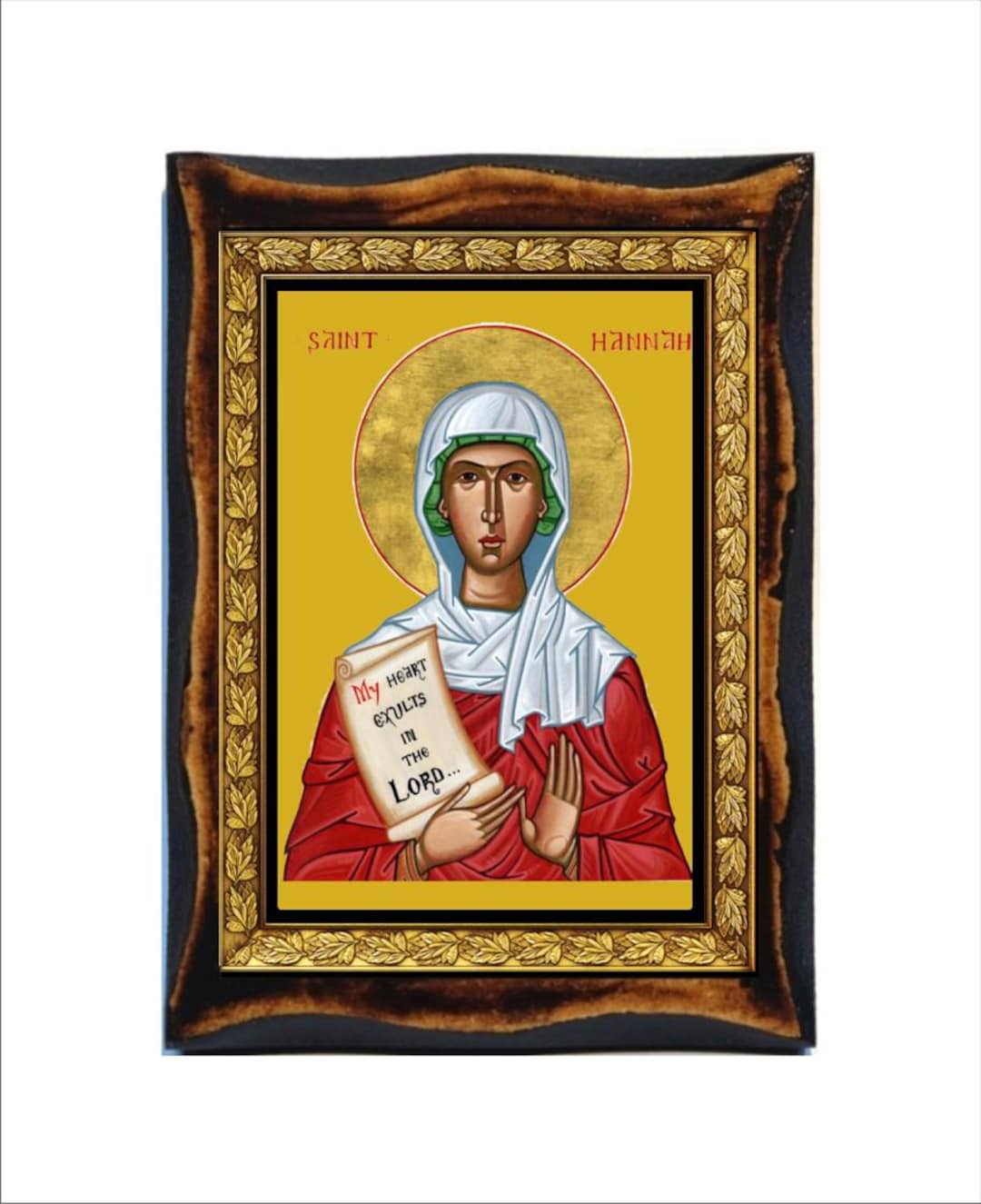 Saint Hannah - Holy Card - Icon on Handmade Wooden Plaque, Orthodox ...