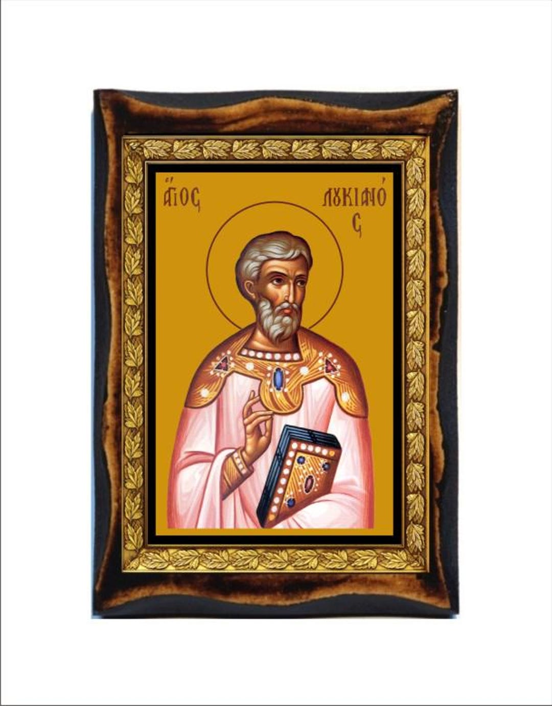 Saint Lucian of Antioch - Holy Card - Icon on Handmade Wooden Plaque ...