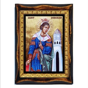 Saint Deborah - Icon on Handmade Wooden Plaque, Catholic Religious Art ...
