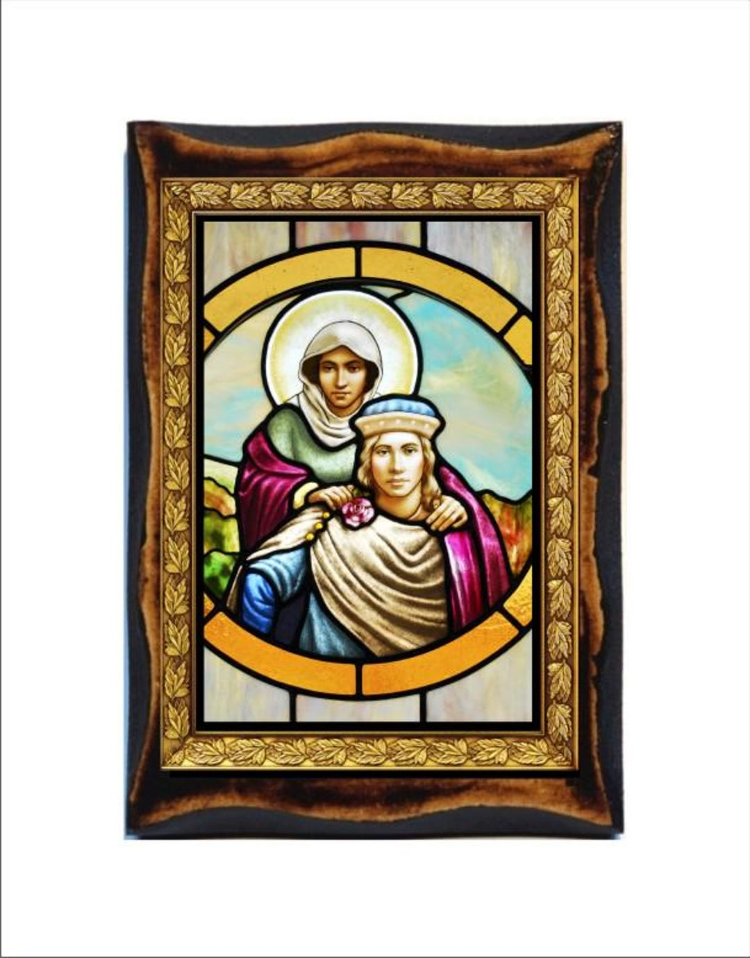 Saint Elizabeth and Ludwig - Holy Card - Icon on Handmade Wooden Plaque ...