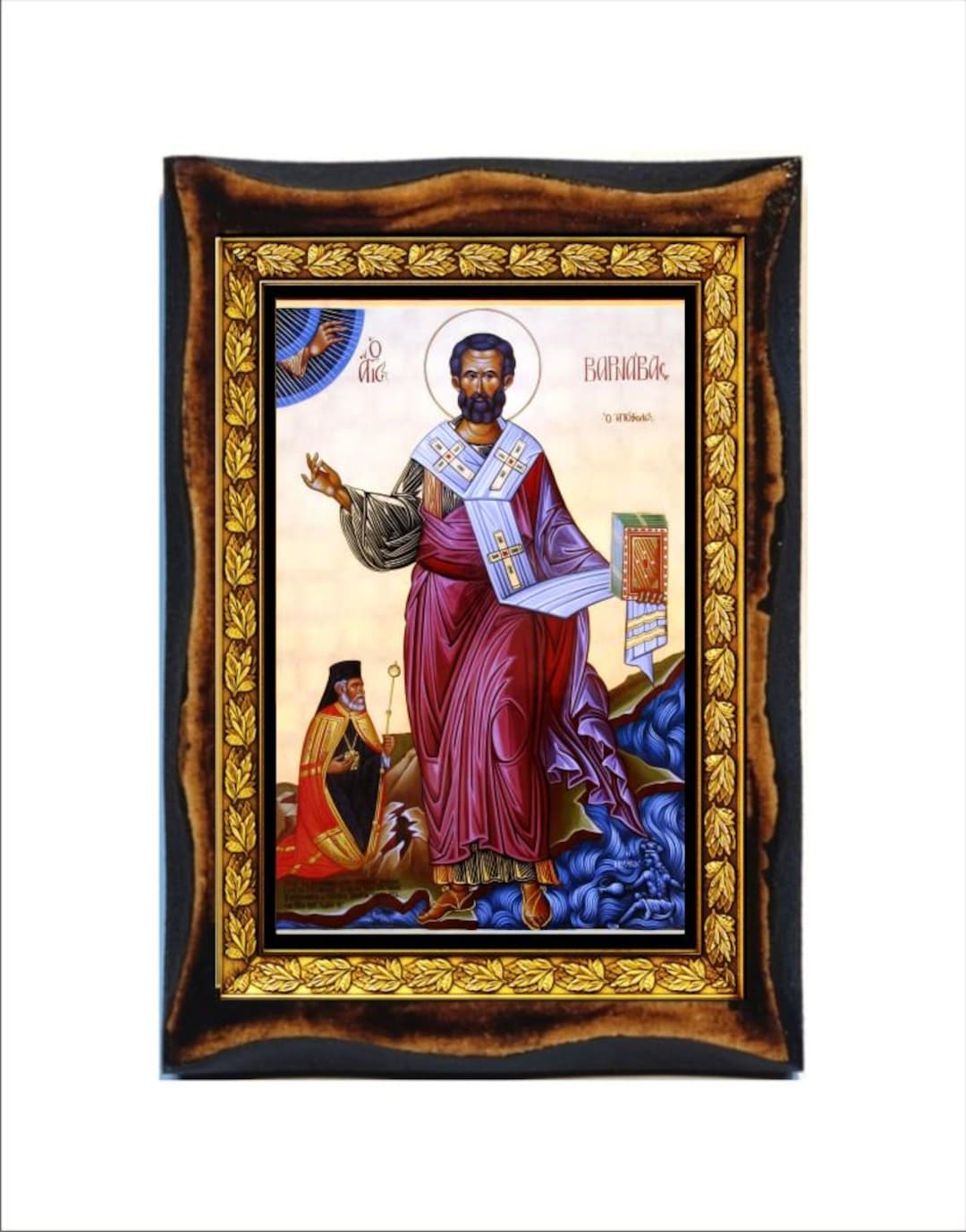 Saint Barnabas - Holy Card - Icon on Handmade Wooden Plaque, Orthodox ...