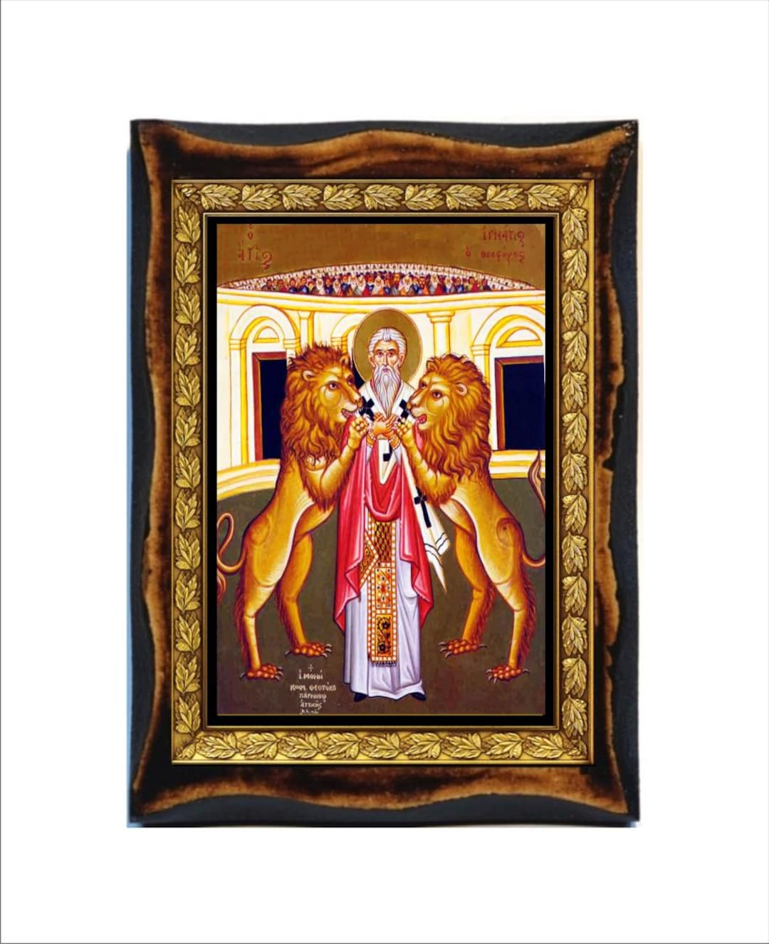 Saint Ignatius of Antioch - Holy Card - Icon on Handmade Wooden Plaque ...
