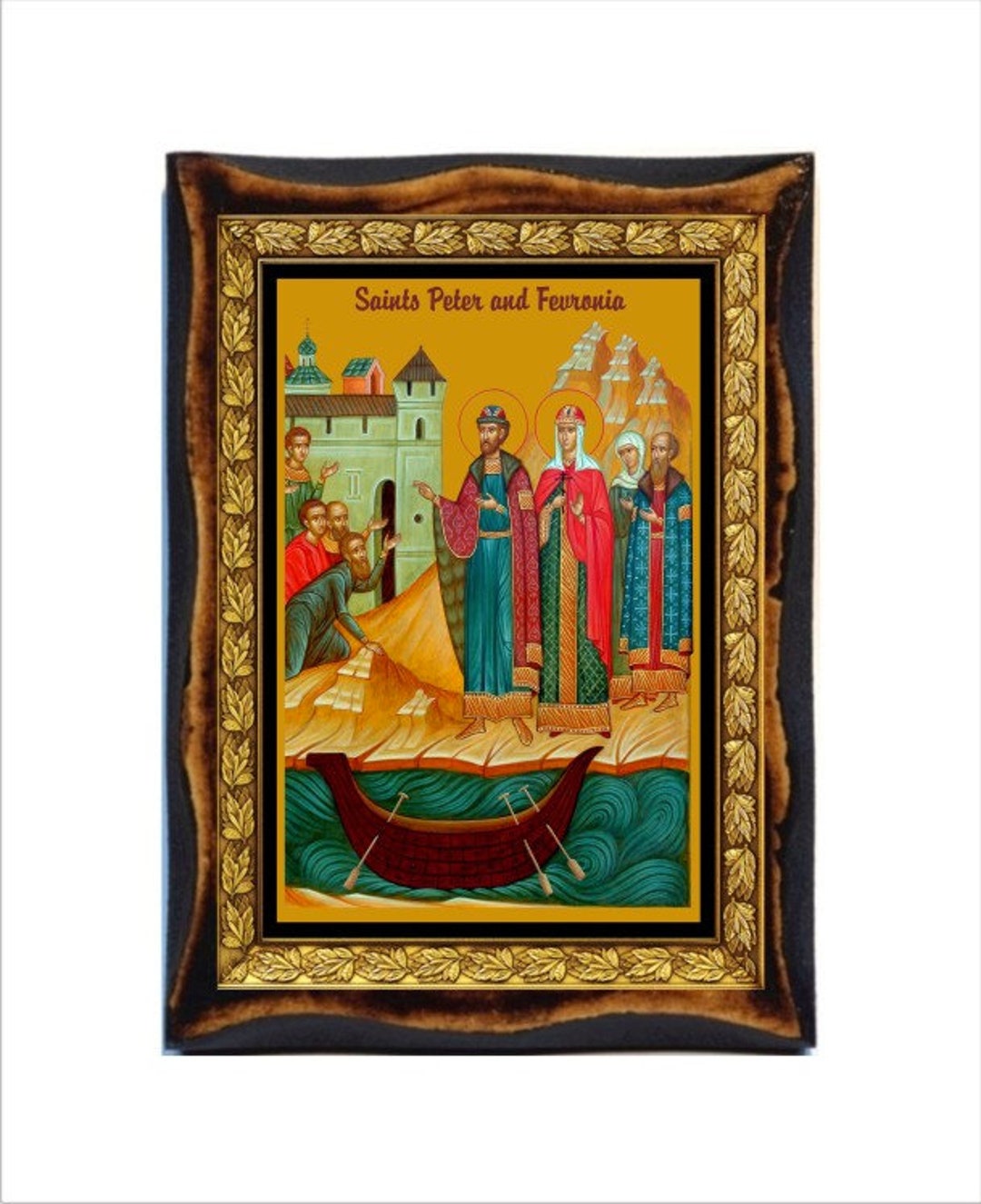 Saint Peter and Fevronia Icon - Holy Card - Icon on Handmade Wooden ...
