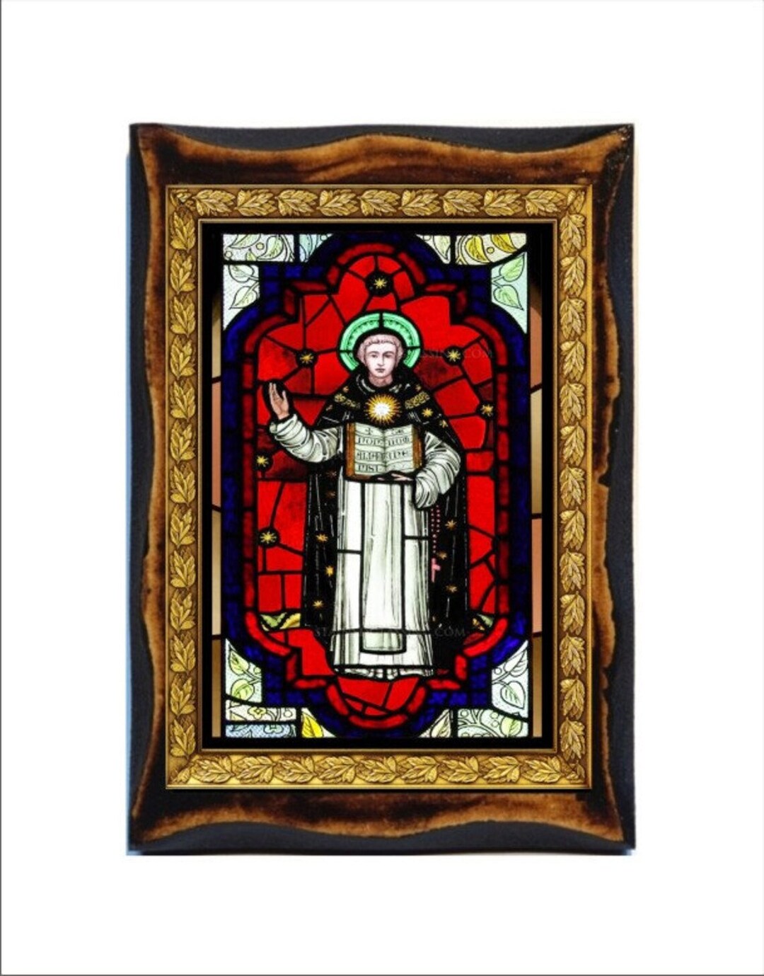 Saint Thomas Aquinas - Holy Card - Icon on Handmade Wooden Plaque ...
