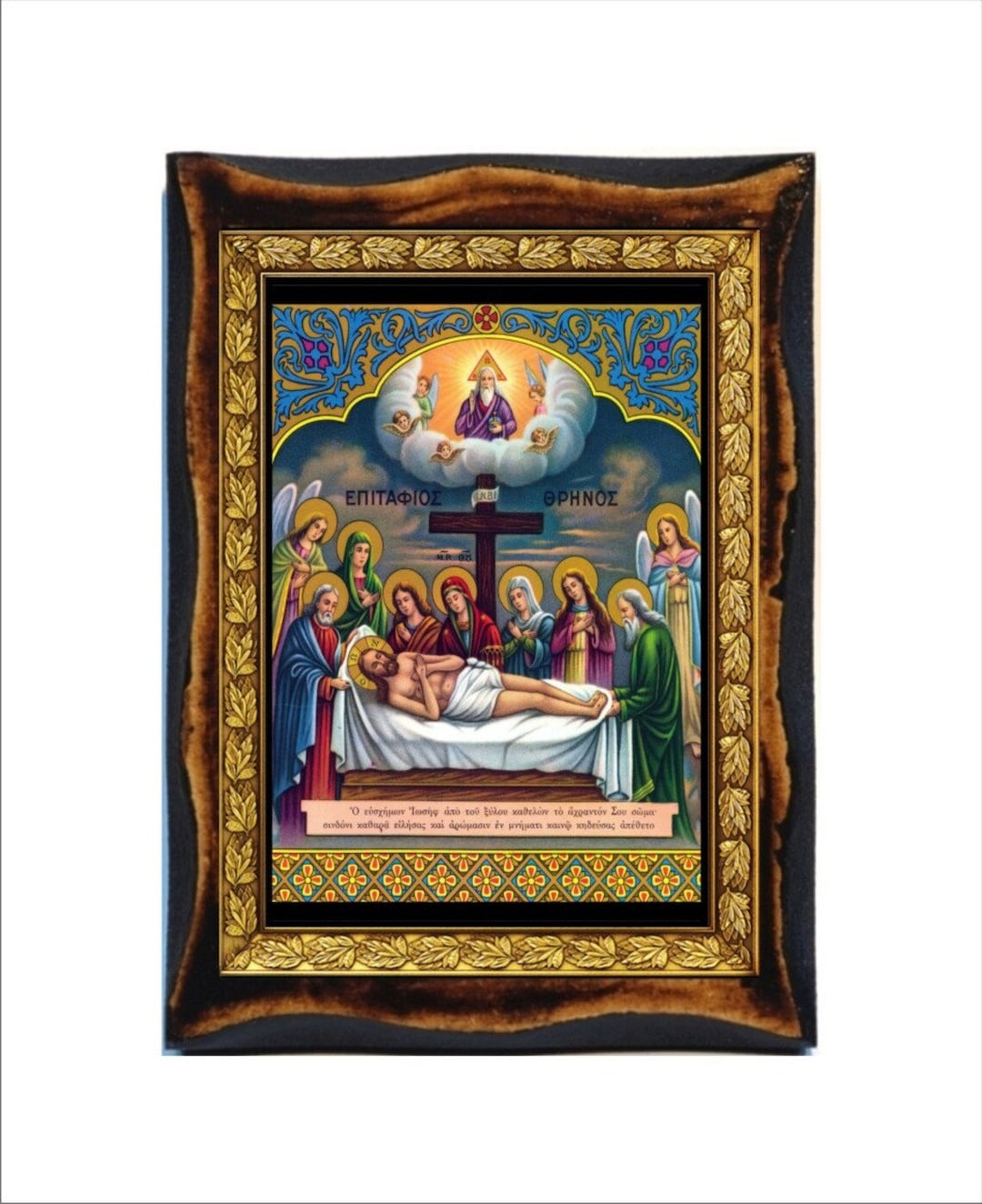 Epitaphios - Holy Card - Icon on Handmade Wooden Plaque, Orthodox ...