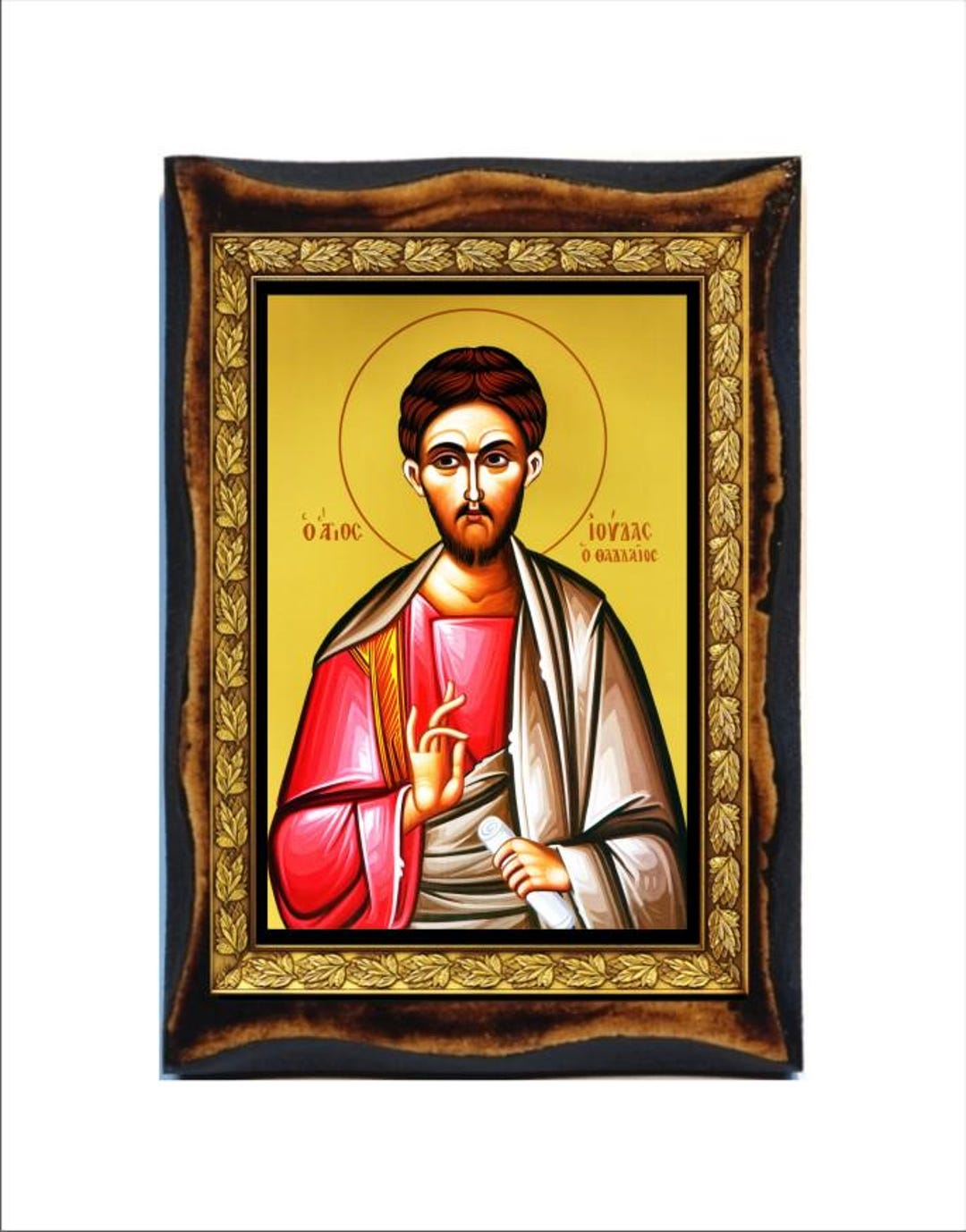 Saint Jude Thaddeus - Holy Card - Icon on Handmade Wooden Plaque ...