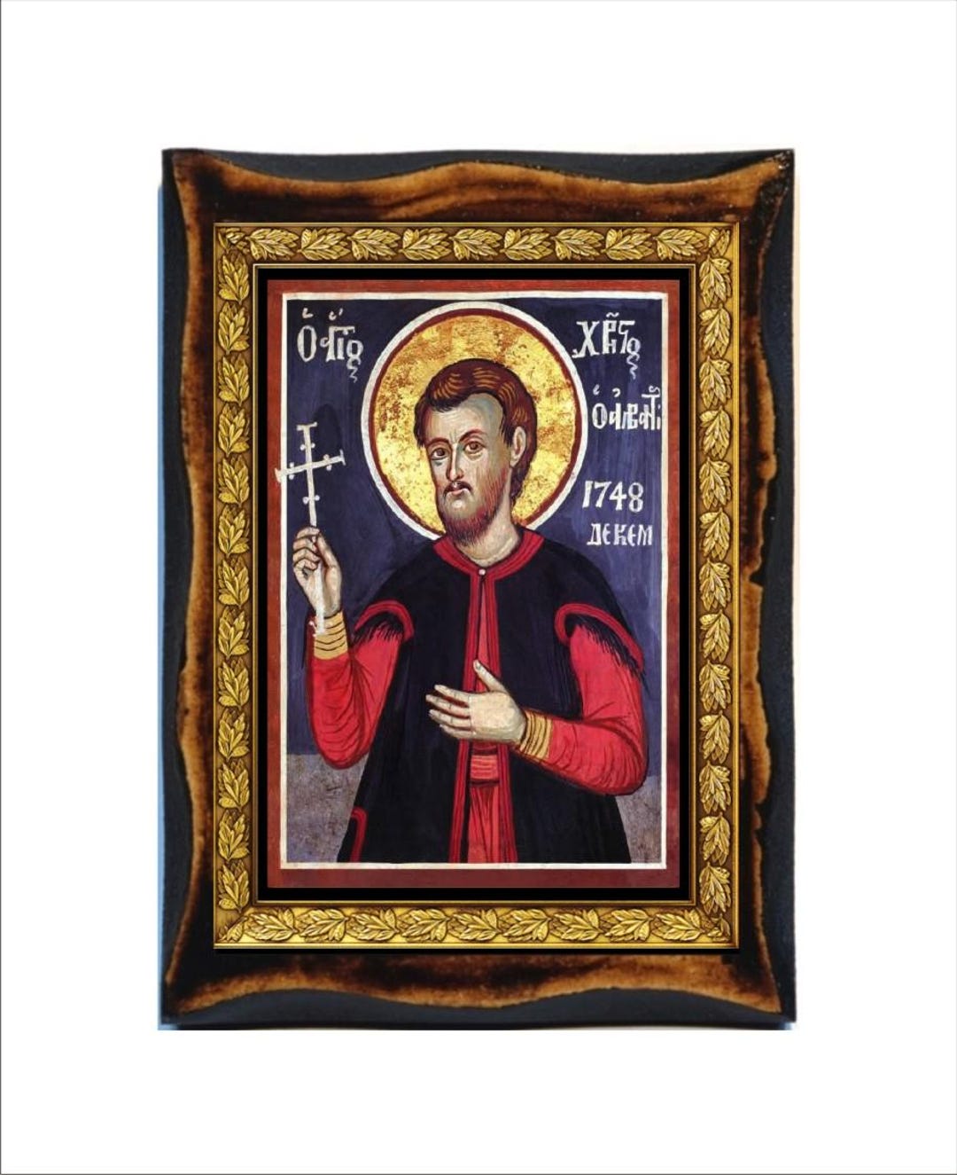 Saint Christos the Gardener - Holy Card - Icon on Handmade Wooden ...